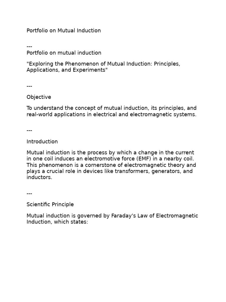 Portfolio On Mutual Induction | PDF