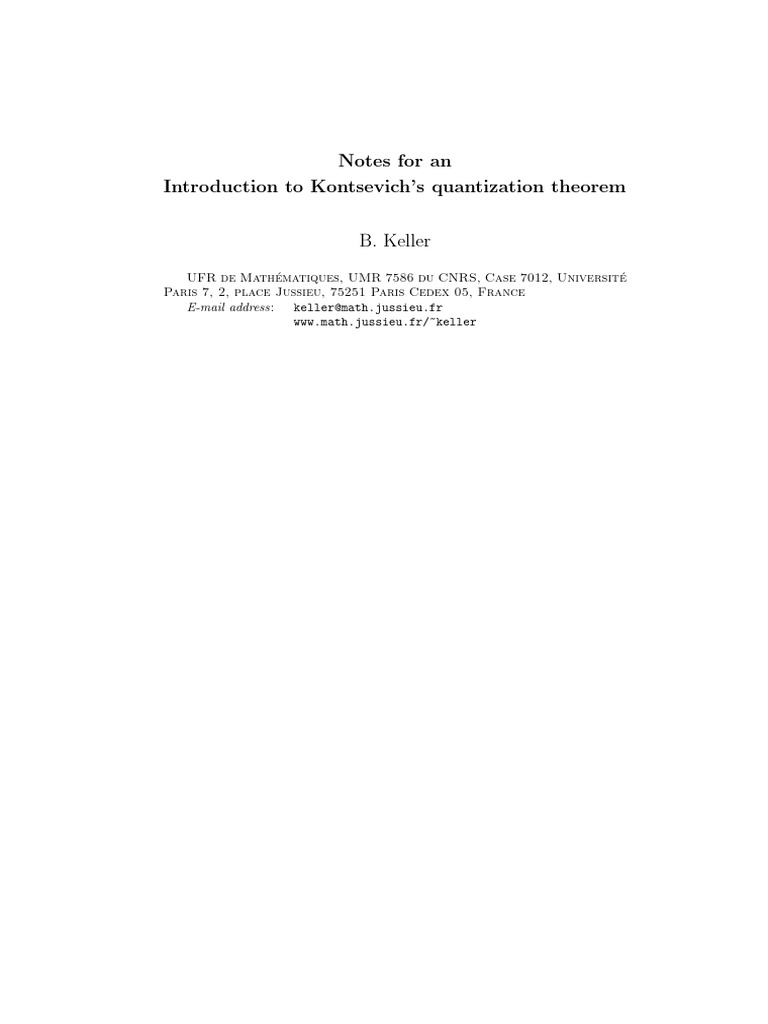 Notes For An Introduction To Kontsevich's Quantization Theorem Emalca ...