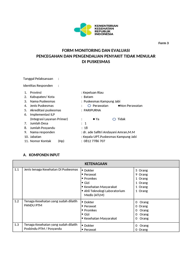 3. FORM MONEV PUSKESMAS_2024 | PDF