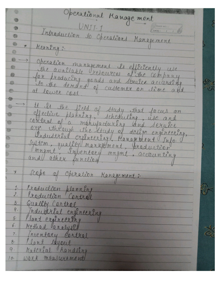 Operation Management (MBA-1st Sem) | PDF