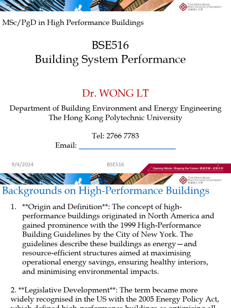 Lect1 - Introduction of Building and Building Systems | PDF | Green Building | Efficient Energy Use