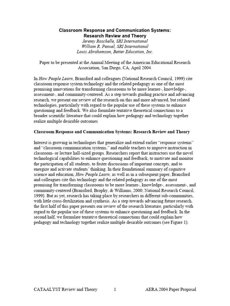 Classroom Response Systems Research Review | PDF | Pedagogy | Learning