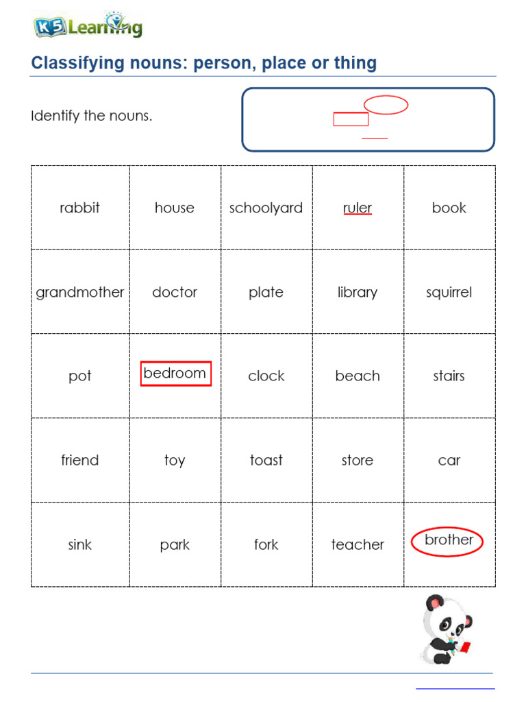 Grade 2 Classify Nouns Person Place Thing C | PDF
