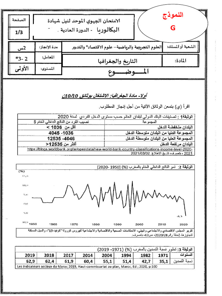 examens-1bac-casa -hg-1 الموضوع G GGG | PDF