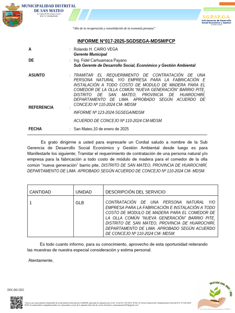 informe N°017 | PDF