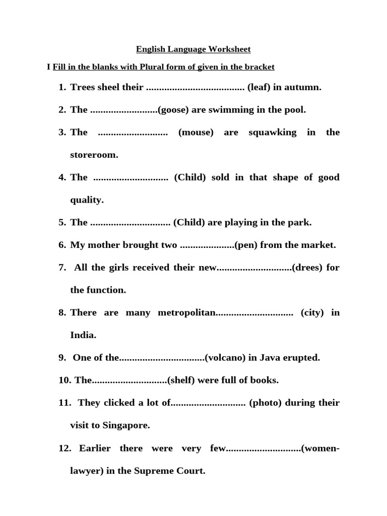 English Language Worksheet | PDF