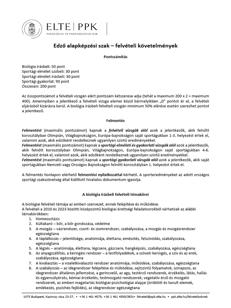 Edzo Gyakorlati Vizsga 2024 Uj | PDF