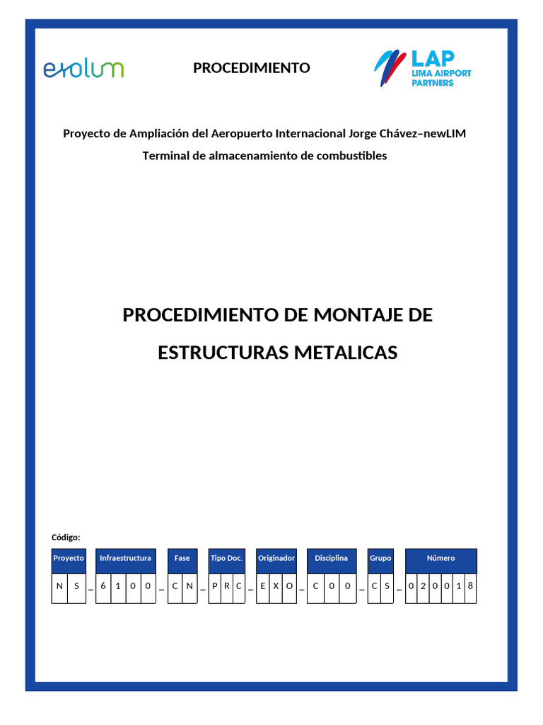 PROCEDIMIENTO DE MONTAJE DE ESTRUCTURAS METALICAS WENSTHAY | PDF | Andamio | Aeropuerto