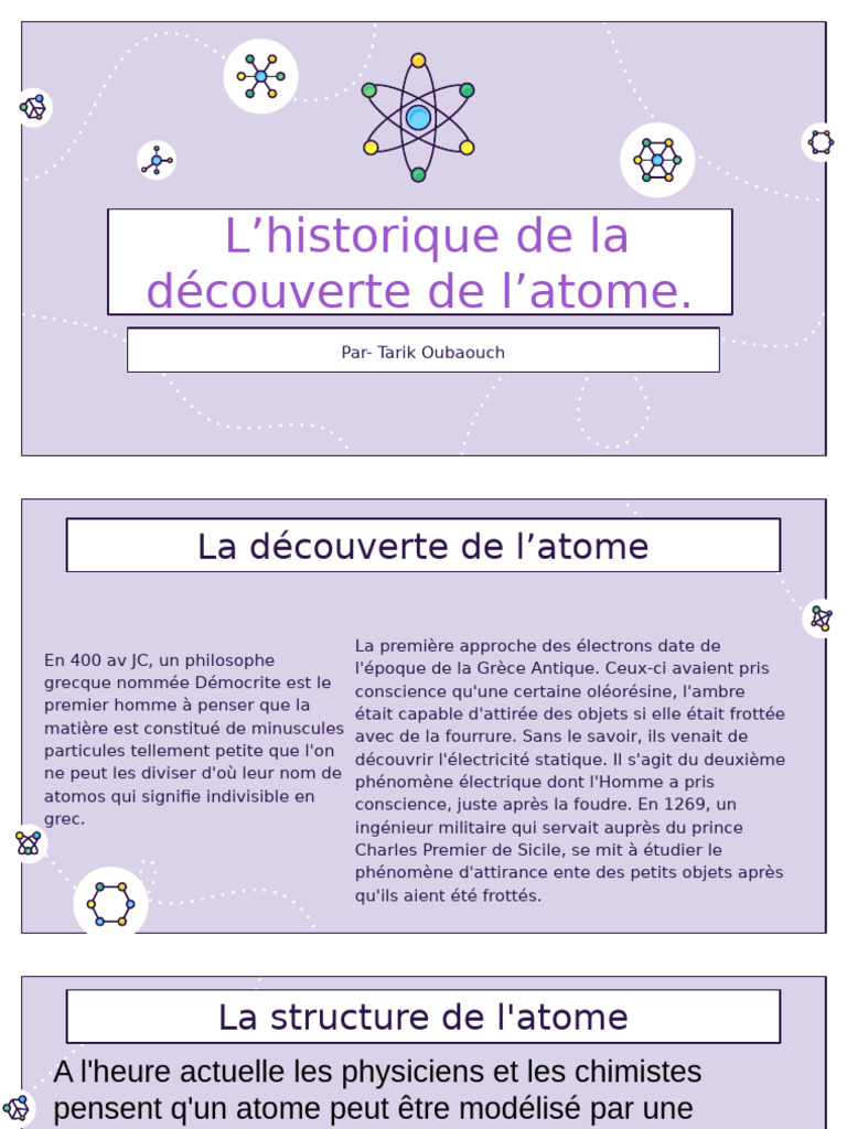 l’historique de la découverte de l’atome. | PDF