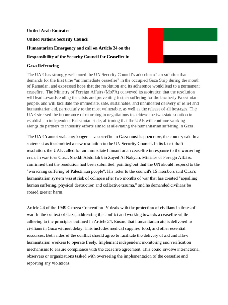 position paper unsc | PDF | United Arab Emirates | Ceasefire