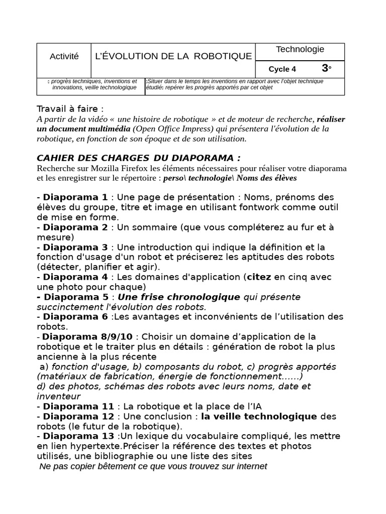 Frise Chronologique de la Robotique | PDF | Robotique | Application