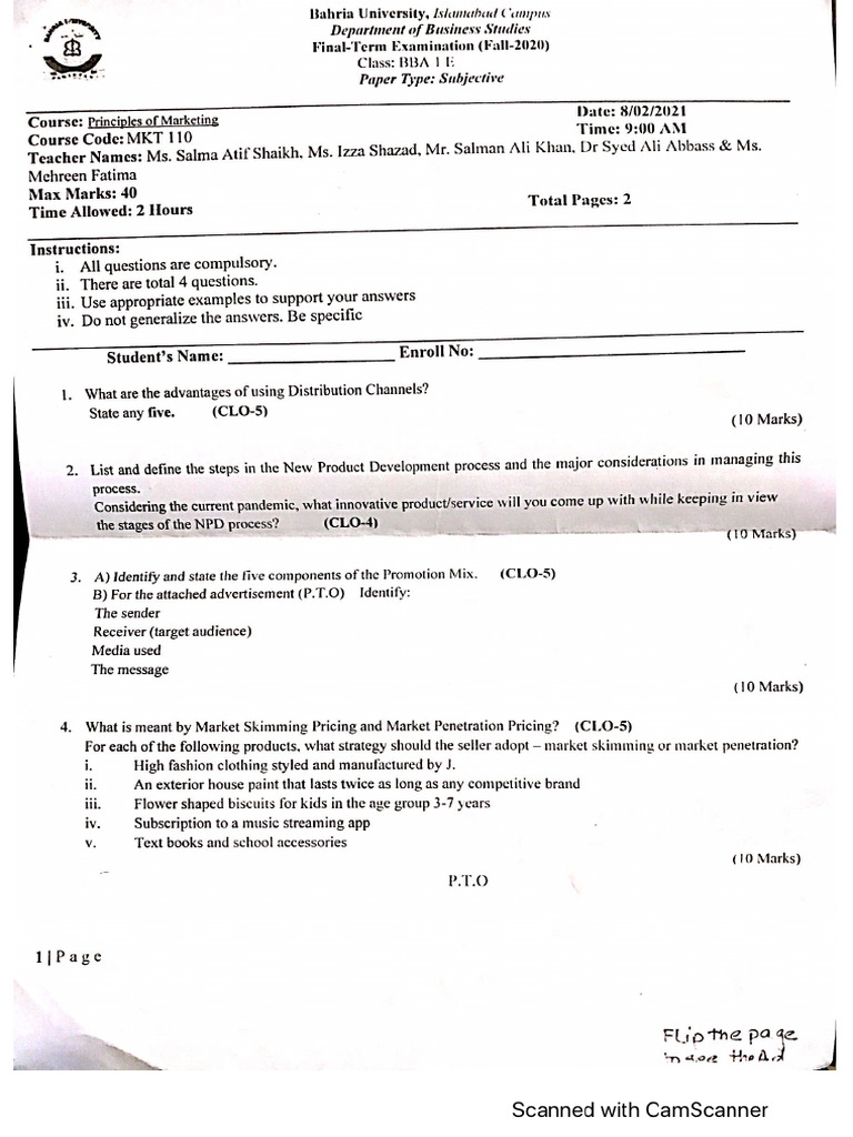 1st Semester Papers | PDF