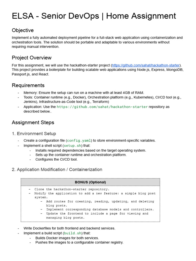 DevOps Engineer Home Assignment Guide | PDF | Software Engineering | Software Development