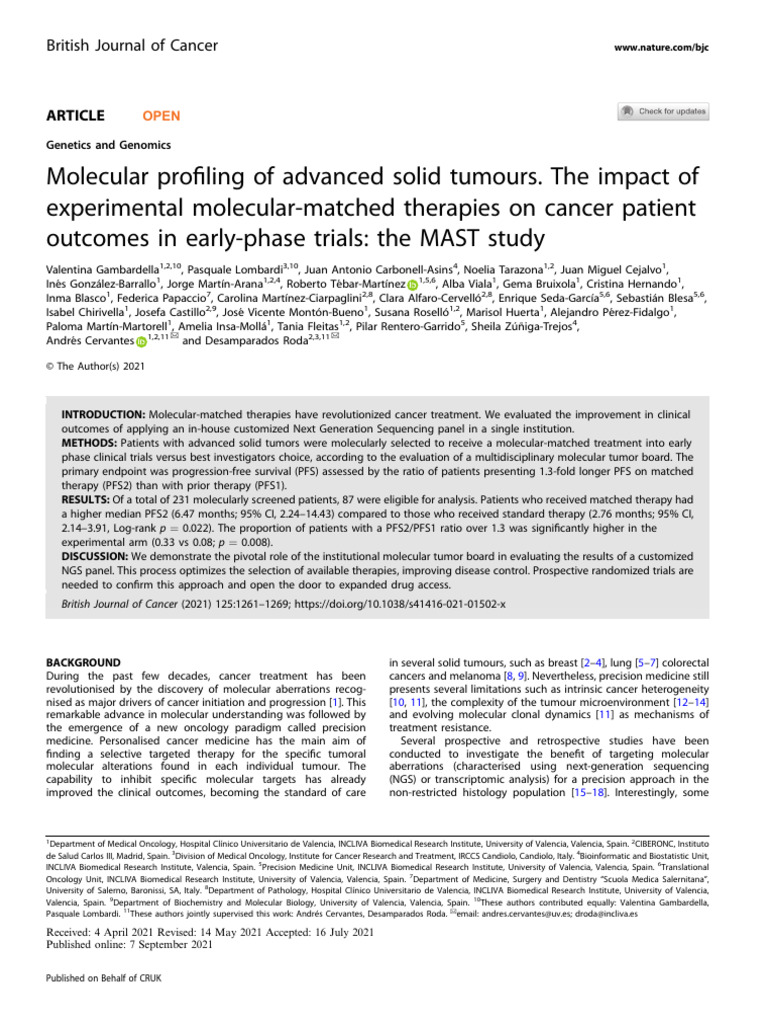 2021 Article 1502 | PDF | Cancer | Personalized Medicine