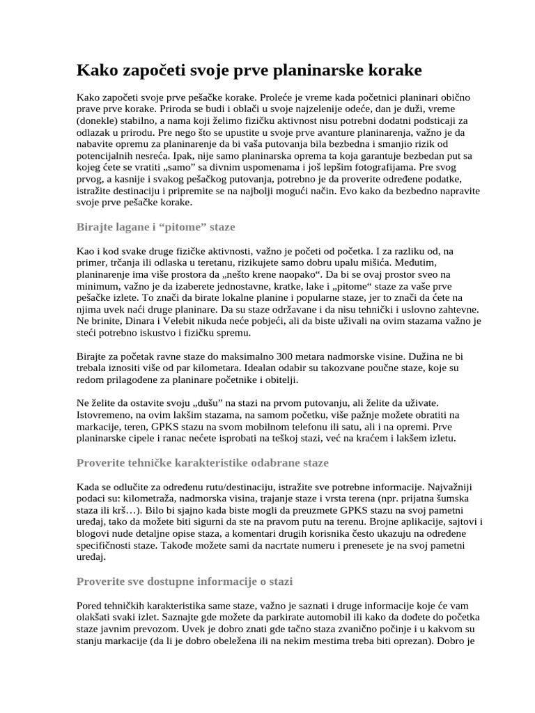 Pocetak Planinarenja | PDF