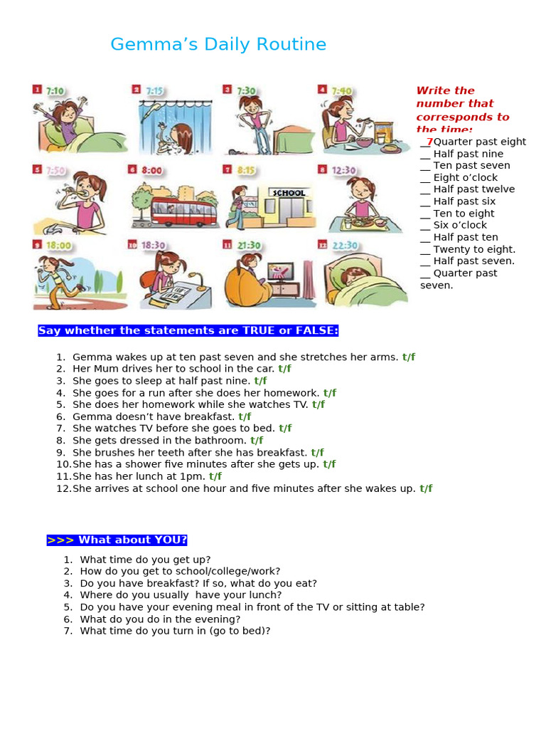 Gemmas Daily Routine 155828 | PDF | Cuisine | Meal