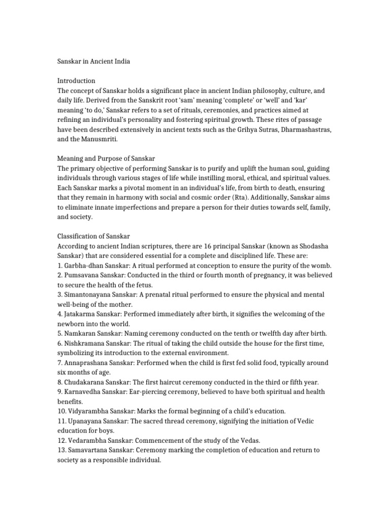 Sanskar in Ancient India | PDF | Indian Religions