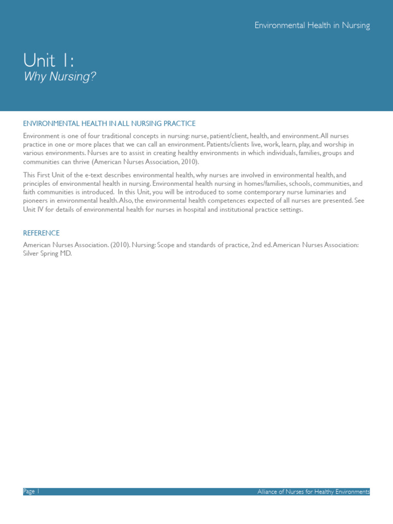 Environmental Health in Nursing Practice | PDF | Nursing
