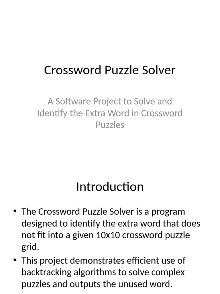 Crossword Puzzle Solver Presentation | PDF