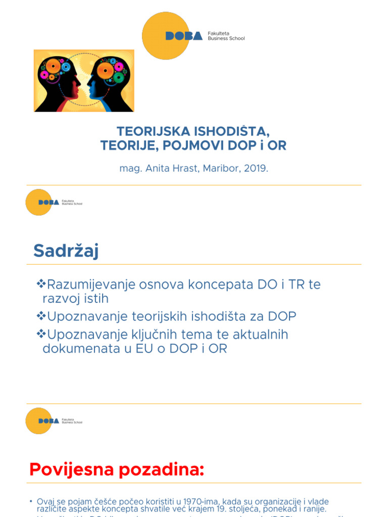 Hrast A. (2019.) Teorijska Ishodišta, Teorije, Pojmovi DOP I OR, PPT Snimka 1 | PDF