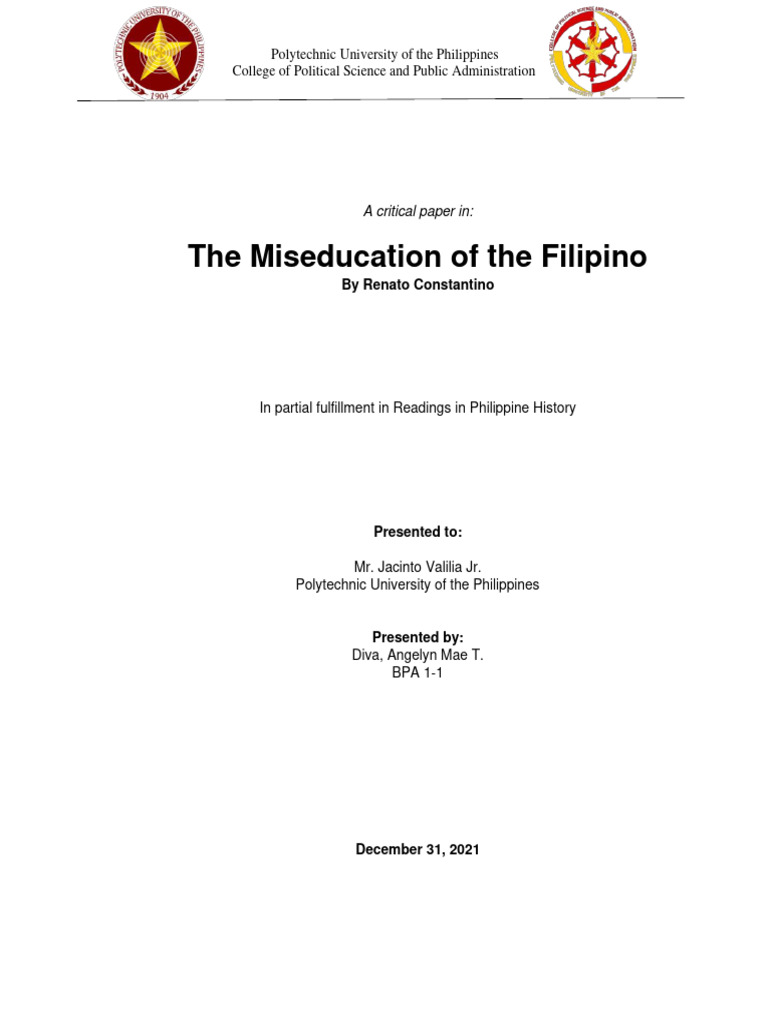 The Miseducation of The Filipino by Rena | PDF | Philippines | Nationalism