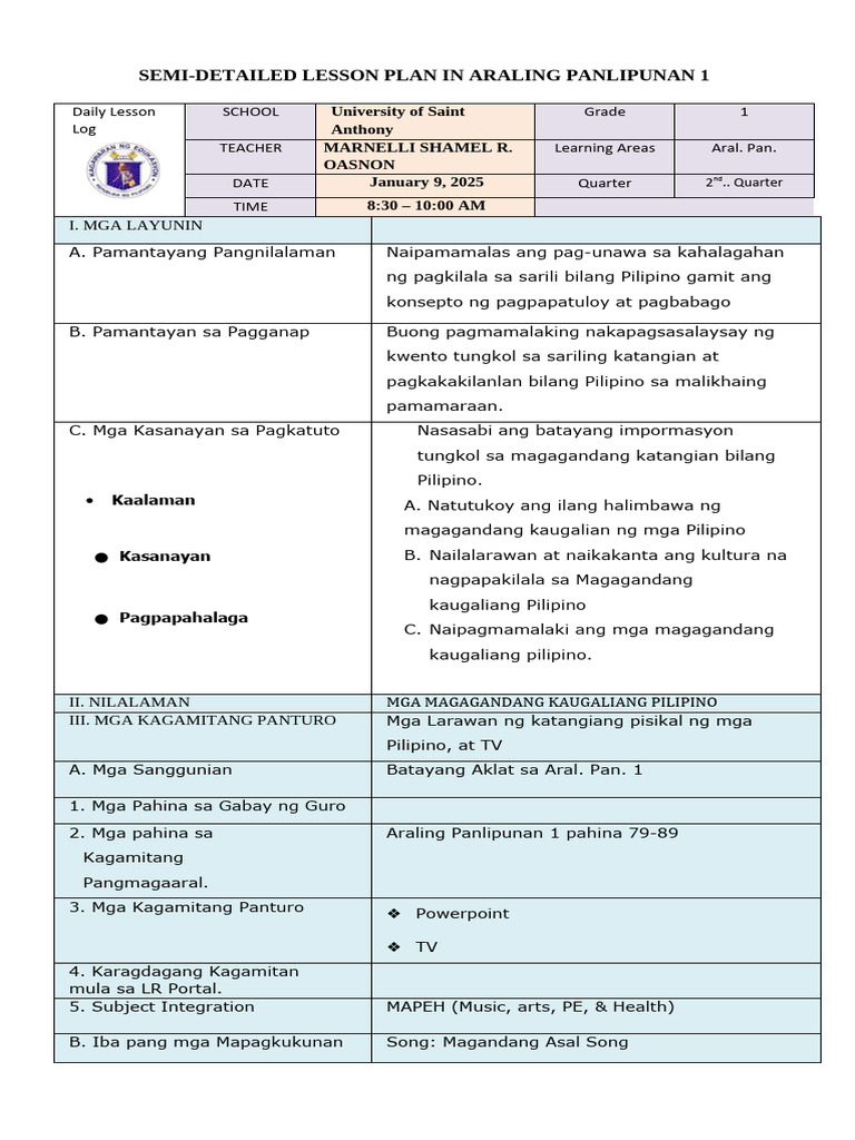 Semi Detailed LP AP - Oasnon2 | PDF