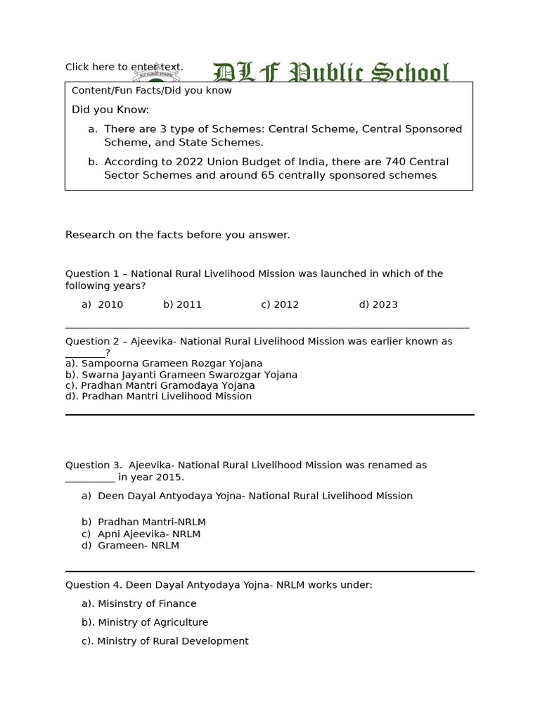 GK VIII - 13 - Various Government Schemes of Rural India | PDF ...