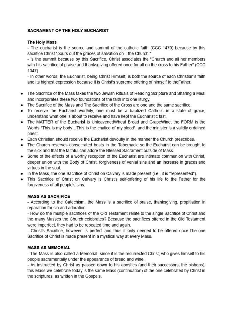 LESSON 1.1 | PDF | Eucharist | Mass (Liturgy)