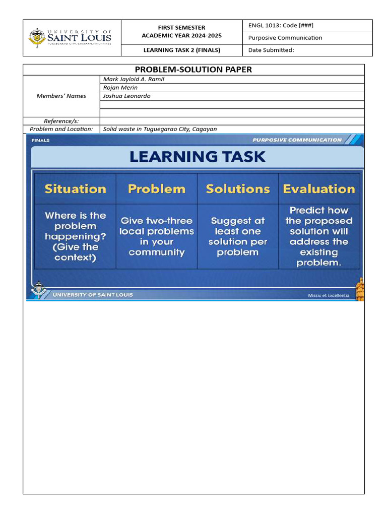 ENGL 1013 Learning Task 2 Finals Template | PDF