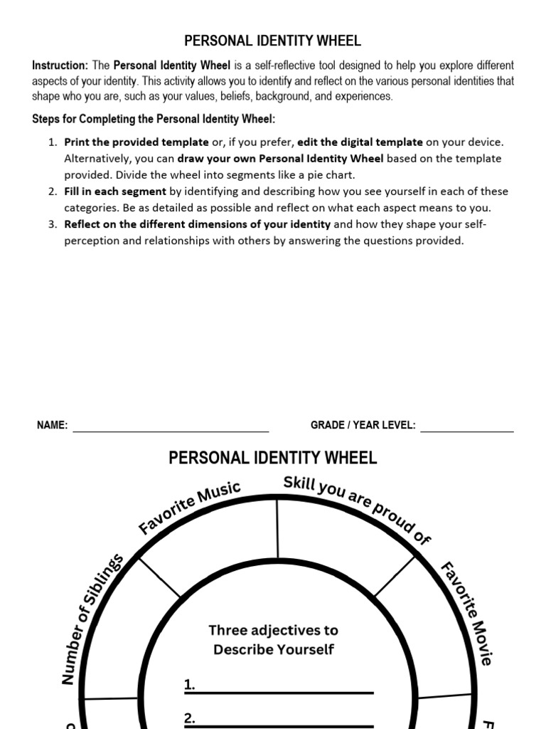 Personal Identity Wheel Guide | PDF