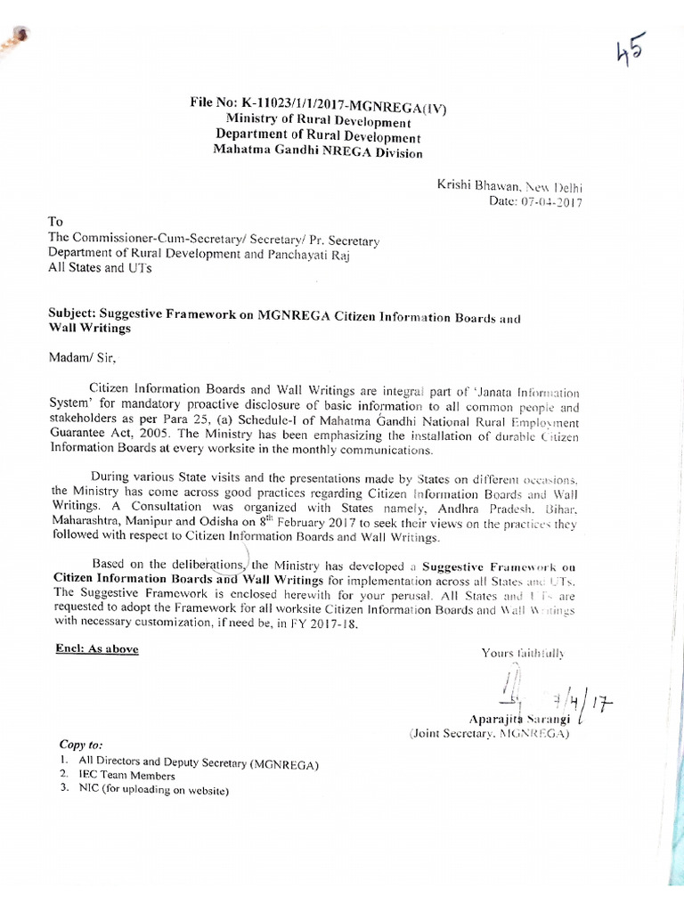 Citizen Information Board Framework On MGNREGA | PDF