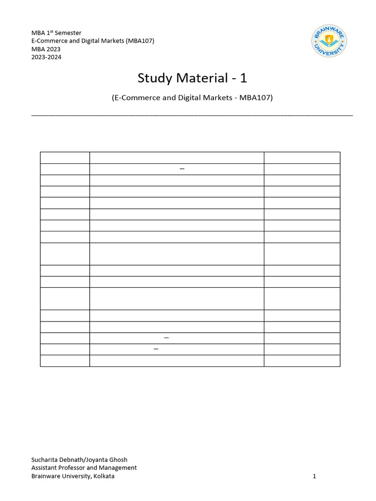 Study Material - Module I (1) - MBA107 | PDF | Electronic Data Interchange | E Commerce