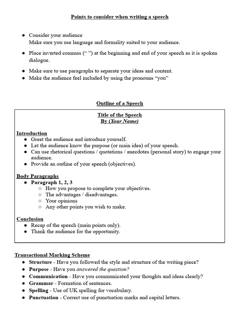 Tips for Writing an Effective Speech | PDF