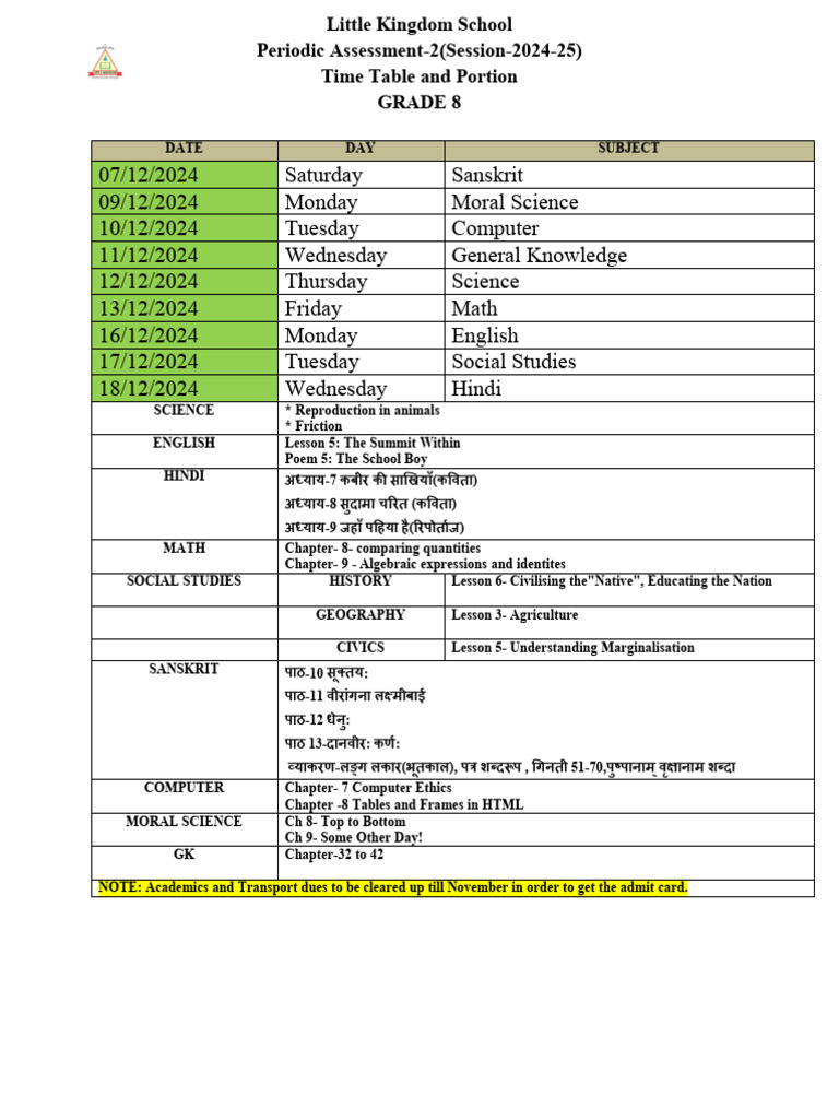Grade 8 Tt Portion p2 | PDF