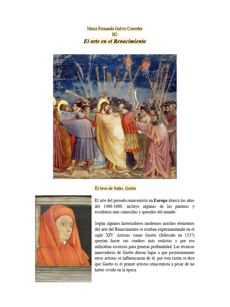 H2- Renacimiento - Galvis Maria | PDF | Renacimiento | Arte renacentista