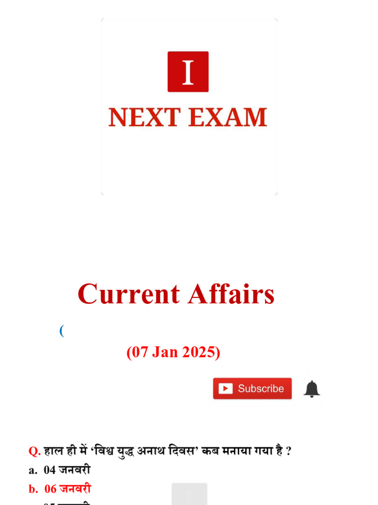 07 Jan 2025 Current Affairs by NEXT EXAM | PDF