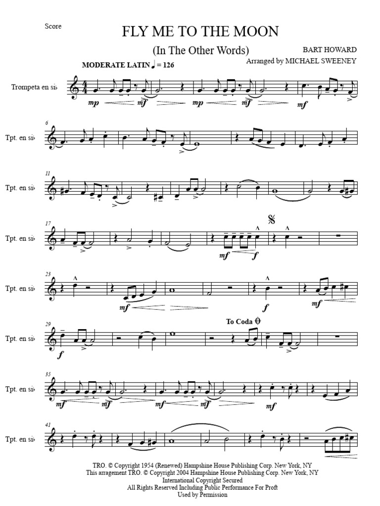 Fly Me To The Moon Trumpet 1 | PDF | Songs Written | Freedom Of ...