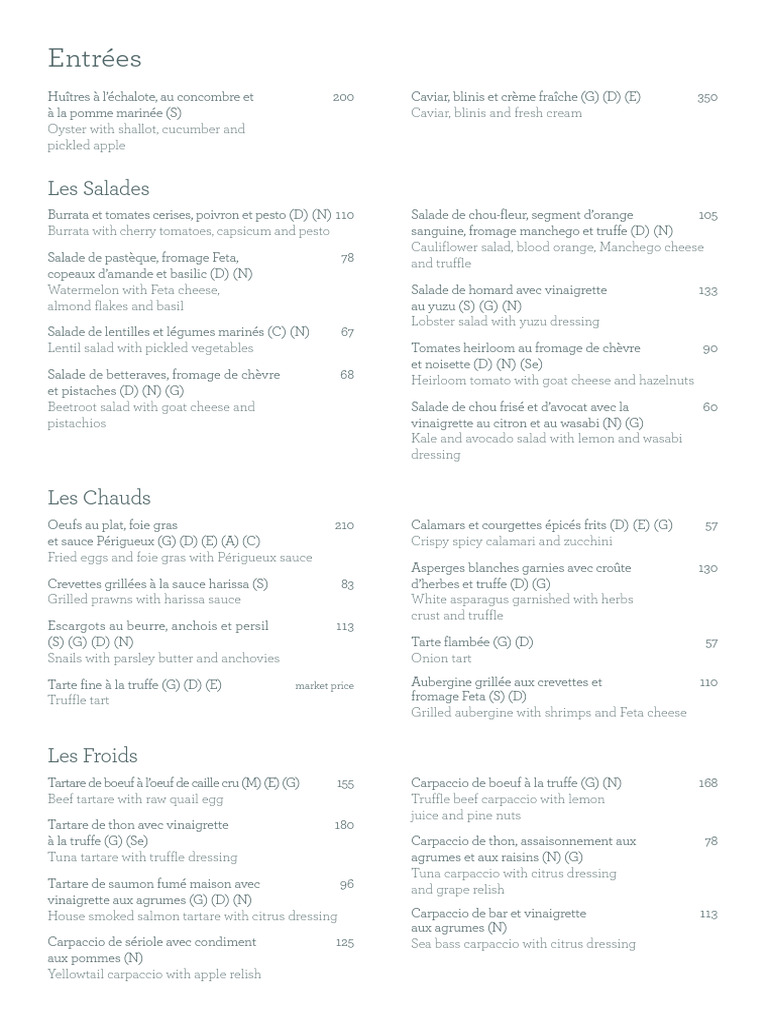 Menu du Restaurant Carine | PDF | Nourritures | Cuisine