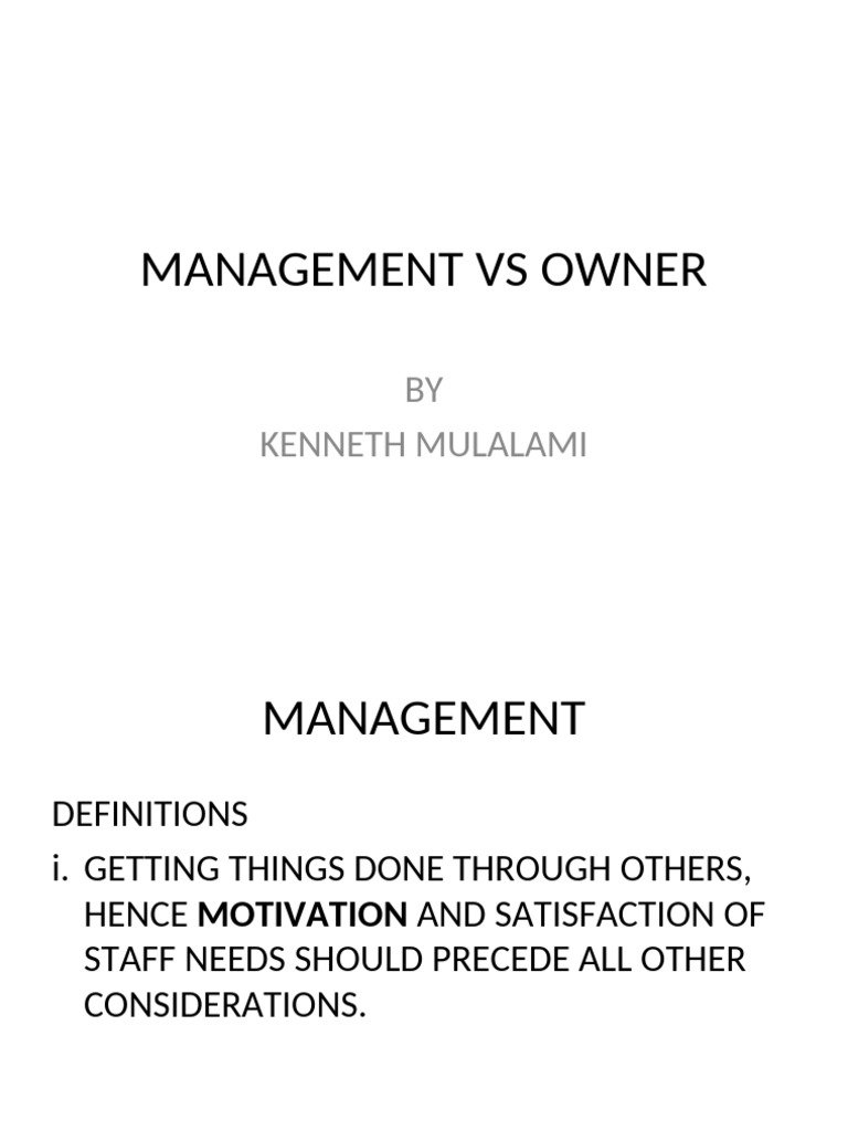 Management VS Owner | PDF