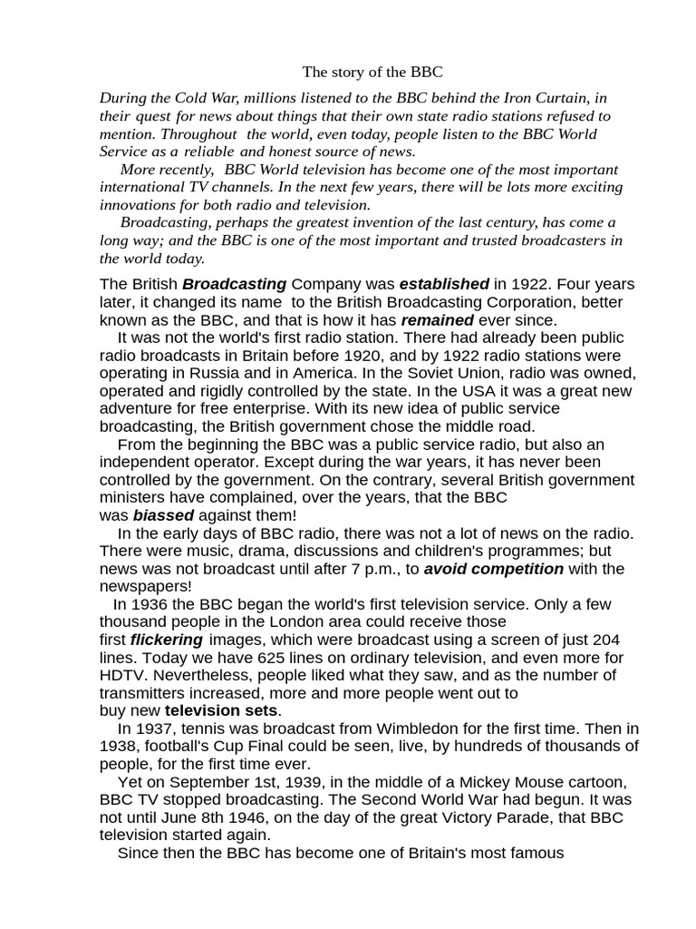 The story of the BBC | PDF | Bbc | Television