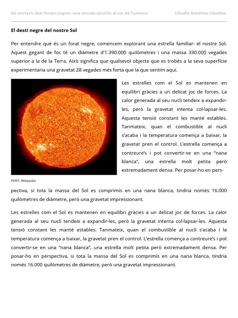El Destí Negre Del Nostre Sol - Clàudia Martínez Sánchez | PDF