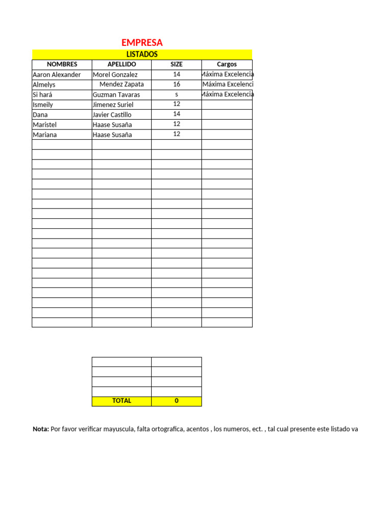 Formato Listado para Personalizados | PDF