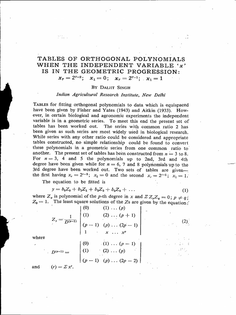 15 - Tables of Orthogonal Polynomials | PDF | Determinant | Equations