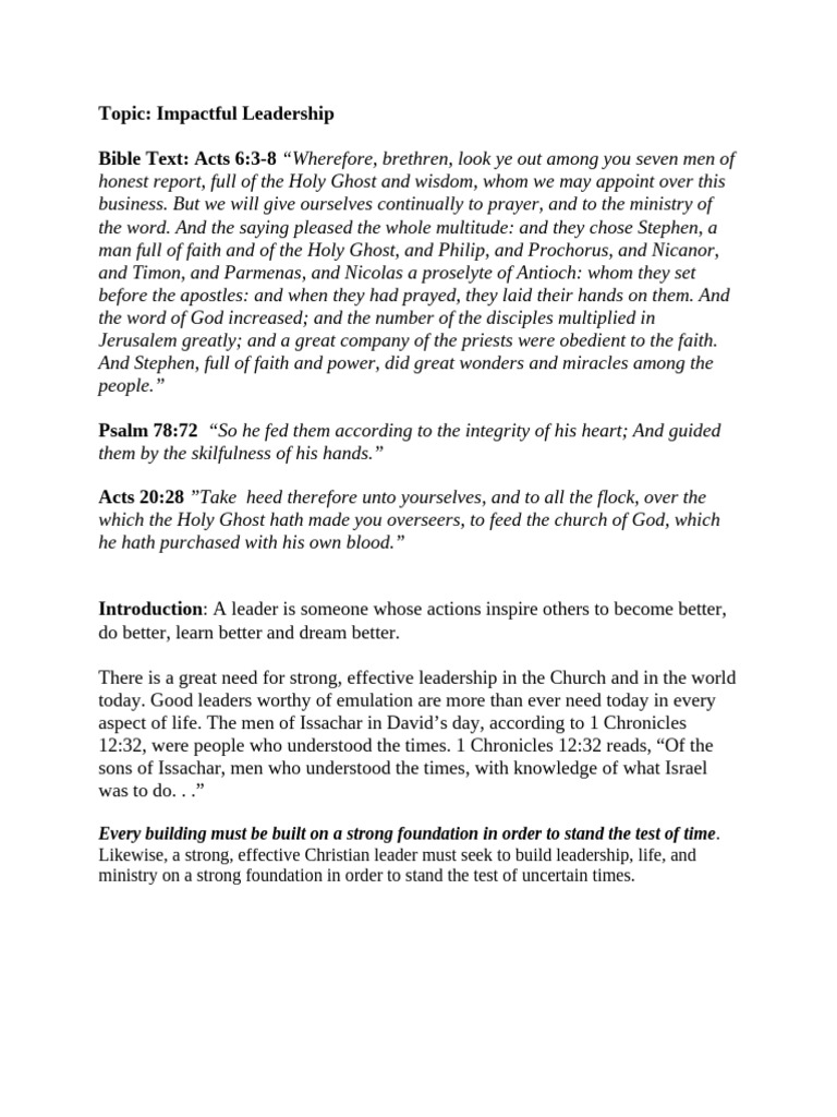 Impactful Leadership | PDF | God | Ten Commandments