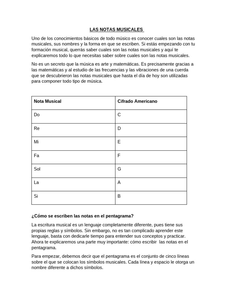 Liceogenesis 1030 LAS NOTAS MUSICALES 2do Basico | PDF | Clave | Composiciones Musicales