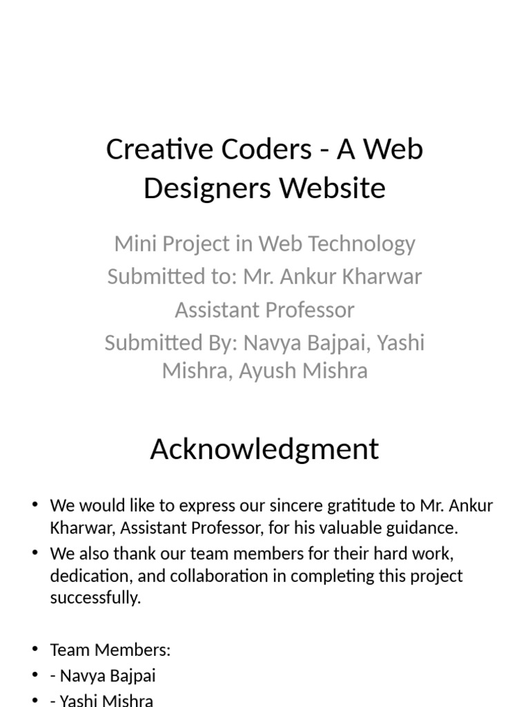 Creative Coders Presentation | PDF