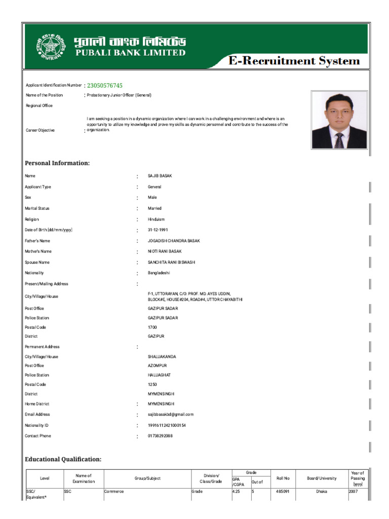Pubali Bank..probationery Junior Officer | PDF
