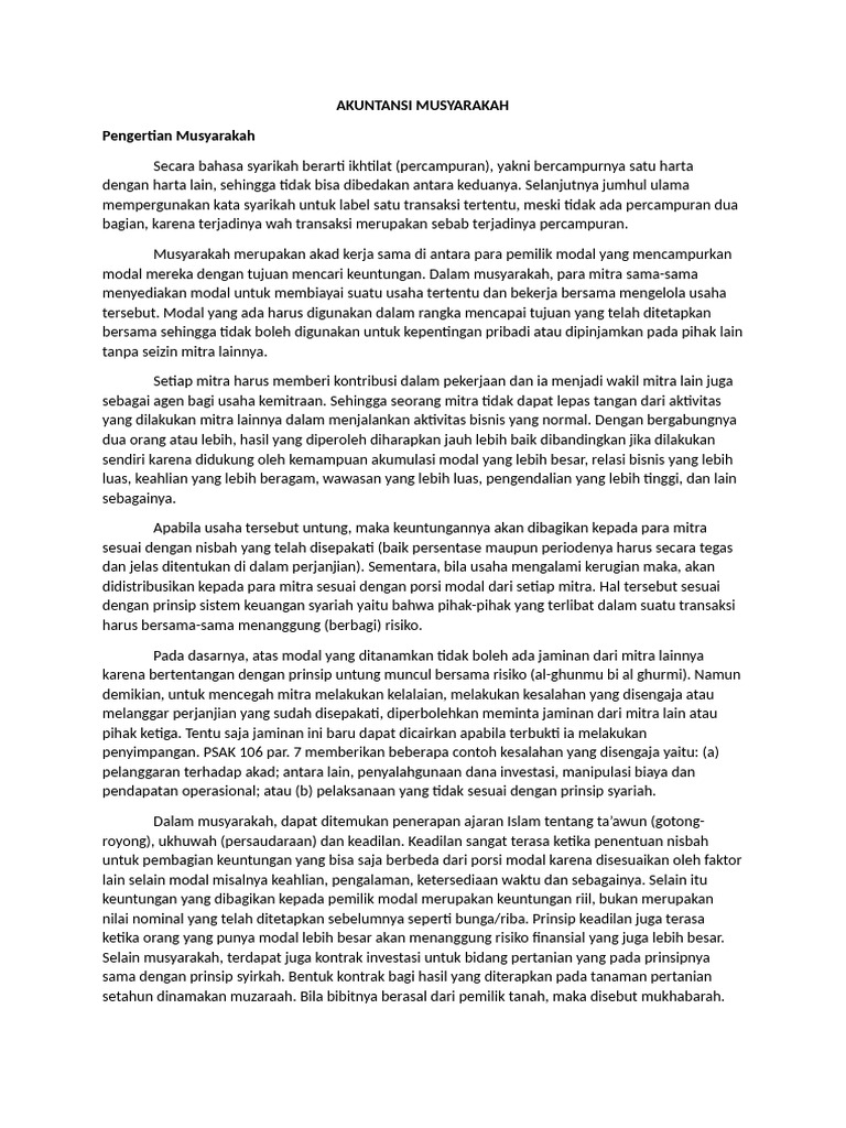 Akad Musyarakah - Bahan | PDF