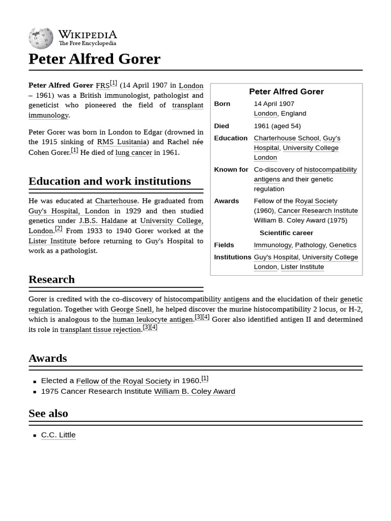 Peter_Alfred_Gorer | PDF | Immunology | Immune System