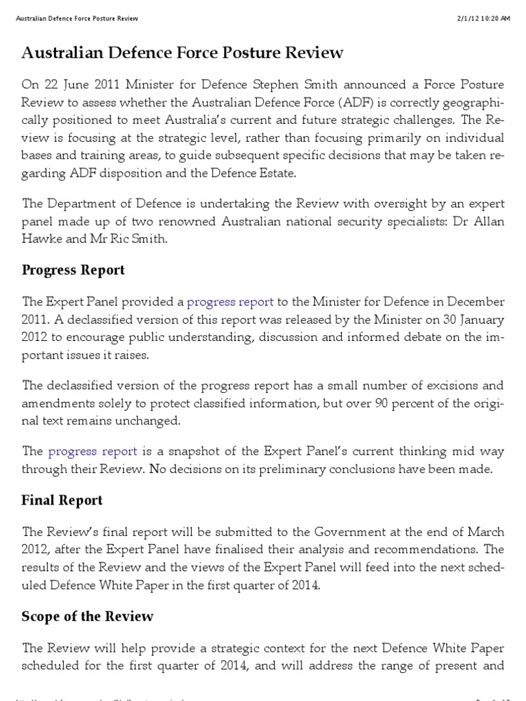 Australian Defence Force Posture Review | PDF | Australian Defence ...